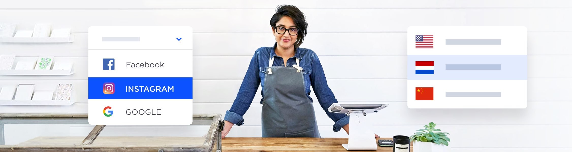 International collage cms multi storefront person brick and mortar ...